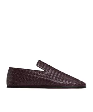 Bottega Veneta Intrecciato Motif Slip-on Shoes - Deep Barolo