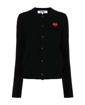 Comme Des Garçons Logo-patch Cardigan - Black