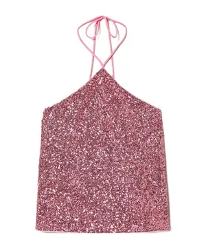 TWINSET Sequined Halter Top - Pink
