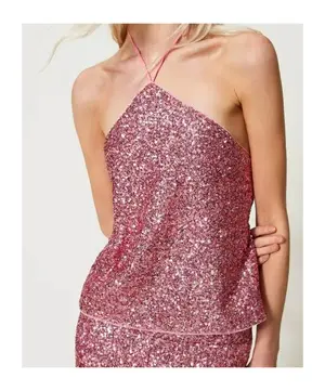 TWINSET Sequined Halter Top
