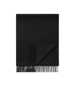 Zegna Zegna Logo Patch Fringed Scarf Black