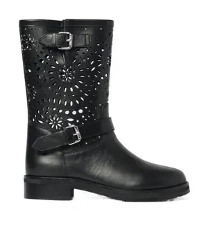 TWINSET Openwork Leather Biker Boots