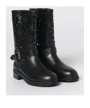TWINSET Openwork Leather Biker Boots