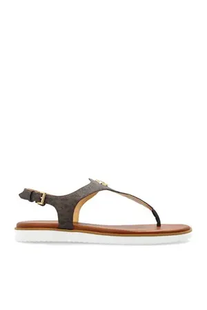 Michael Kors Val Logo Plaque Sandals - Brown