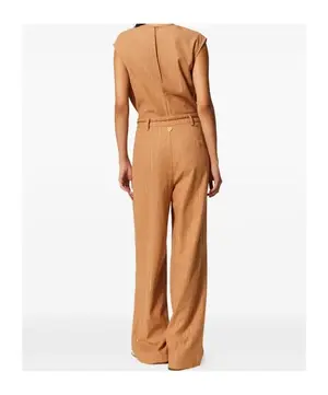 TWINSET Pinstriped Belted Jumpsuit