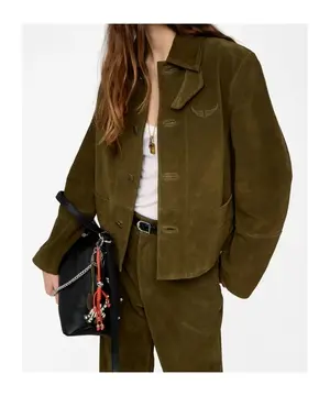 Zadig&Voltaire Lessa Button Suede Jacket - Brown