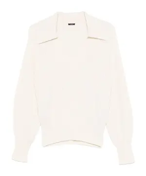 JOSEPH Stitch Open Neck Jumper - Ivory