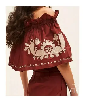 TWINSET Off-shoulder Embroidered Blouse