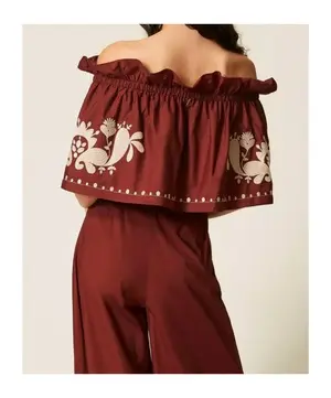 TWINSET Off-shoulder Embroidered Blouse