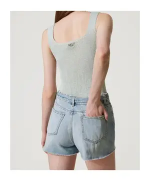TWINSET Ribbed Knit Tank Top - White