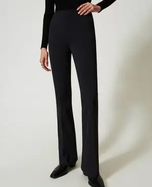 TWINSET Oval-t Logo Plaque Bootcut Pants