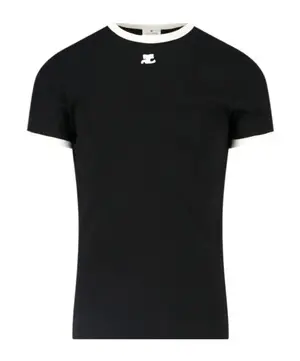 COURREGES Courrèges Bumpy Contrast Crewneck T-shirt - Black