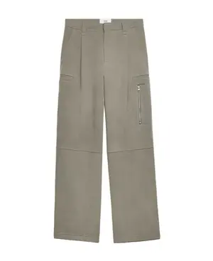 AMI Paris Wide-leg Virgin-wool Trousers - Gray