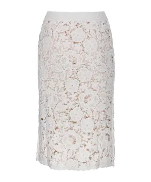 P.a.r.o.s.h Floral Embroidered Midi Skirt