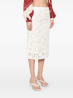 P.a.r.o.s.h Floral Embroidered Midi Skirt
