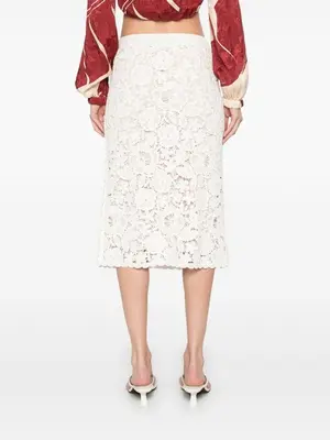 P.a.r.o.s.h Floral Embroidered Midi Skirt