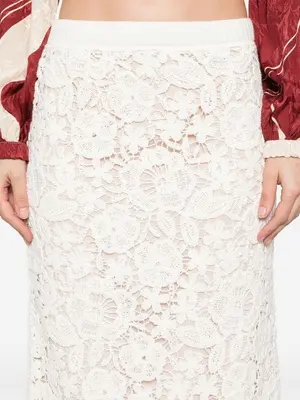 P.a.r.o.s.h Floral Embroidered Midi Skirt