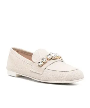 Casadei Crystal-embellished Loafers - White