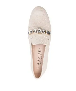 Casadei Crystal-embellished Loafers - White