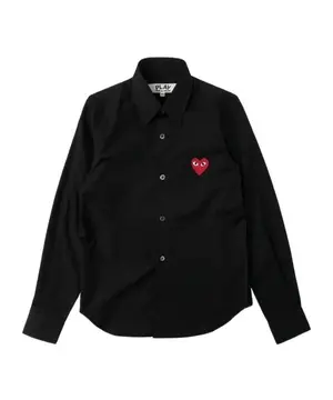 Play Comme Des Garcon Embroidered-heart Shirt - Black