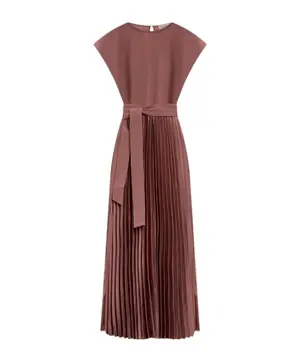 Max Mara Pleated Midi Dress - Brown