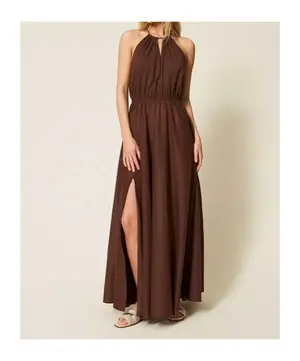 TWINSET Halter Slit Maxi Dress