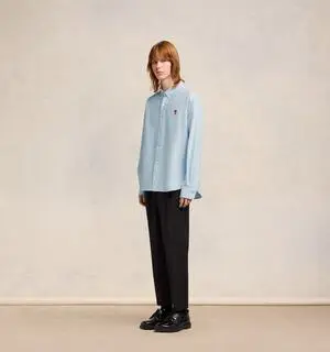 AMI Paris Logo-embroidered Striped Cotton Shirt