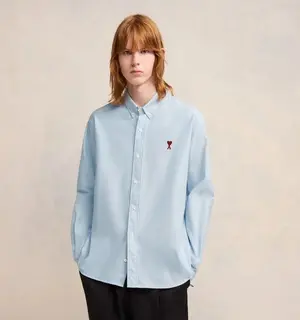 AMI Paris Logo-embroidered Striped Cotton Shirt