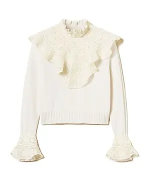 TWINSET Lace-trimmed Ruffled Jumper