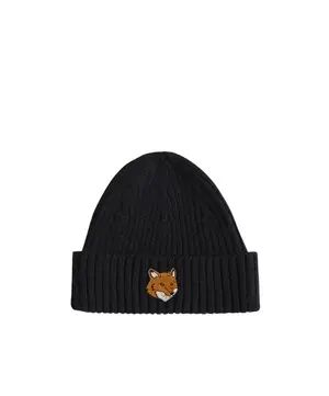 Maison Kitsuné Fox Head Beanie - Black