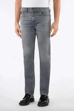 7 For All Mankind Logo Patch Skinny Jeans - Gray