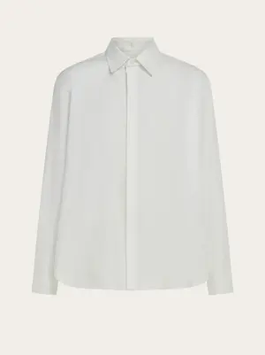 FERRAGAMO Stretch Poplin Cotton Shirt With Adjustable Collar - White