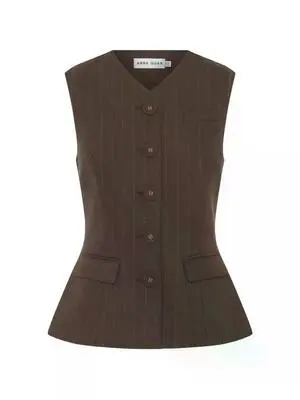 Anna Quan Kendall Pinstripe-pattern Peplum Top
