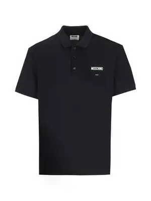 Moschino Logo-print Cotton Polo Shirt - Black