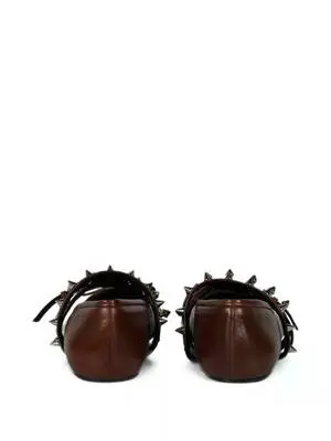 ABRA Spike-embellished Leather Ballet Flats