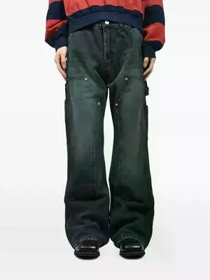 PROTOCOL INDEX Washed-effect Carpenter Bootcut Jeans - Black