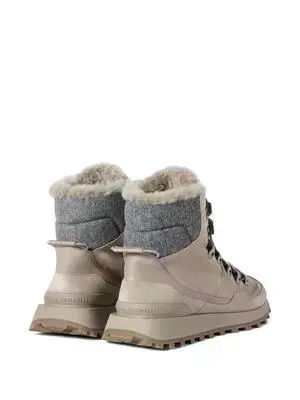 Brunello Cucinelli Suede Runners With Knit Insert And Shearling Lining