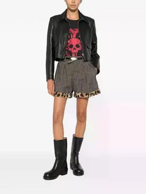 R13 Houndstooth Leopard-print Shorts