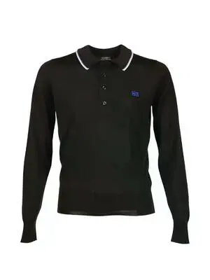 WALES BONNER Embroidered-logo Polo Sweater - Brown