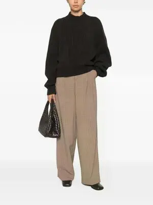 WHITE SAND Check-pattern Wide-leg Trousers - Neutrals
