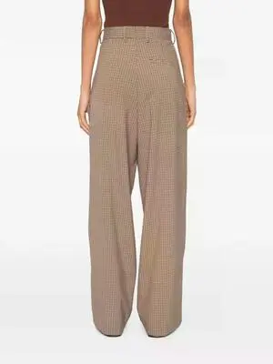 WHITE SAND Check-pattern Wide-leg Trousers