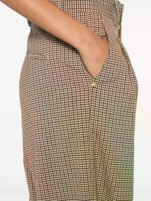 WHITE SAND Check-pattern Wide-leg Trousers