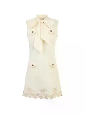SELF-PORTRAIT Broderie Denim Mini Dress