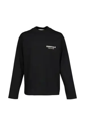 ESSENTIALS Logo-print Long-sleeve T-shirt - Black