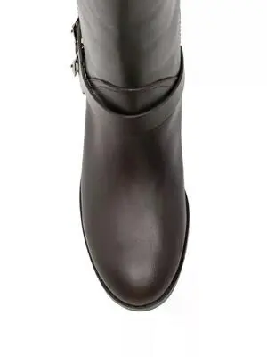 Pinko Buckled Leather Cowboy Boots