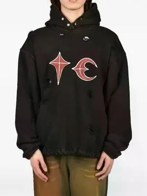 THUG CLUB Distressed Graphic-print Hoodie