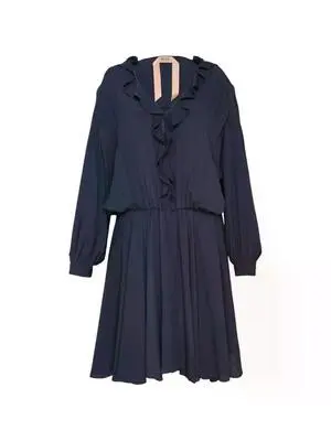 N°21 Ruffled Long-sleeve Mini Dress - Blue