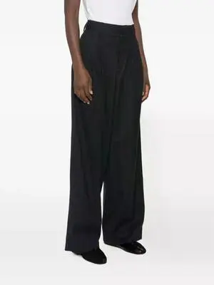 WHITE SAND Pinstripe-pattern Pleated Trousers