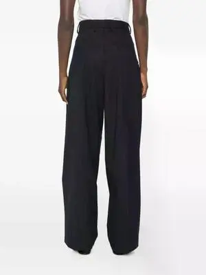 WHITE SAND Pinstripe-pattern Pleated Trousers