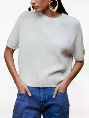 ALLUDE Short-sleeve Crew-neck Sweater